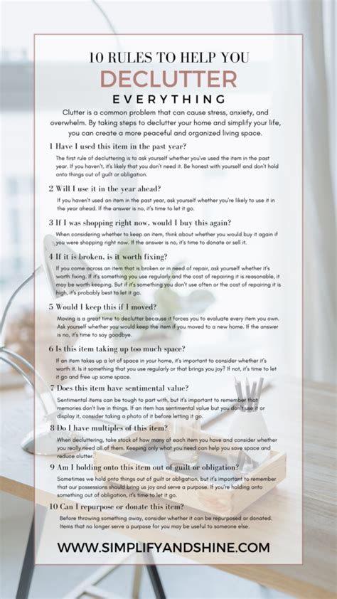 10 Rules To Help You Declutter Everything Simplify And Shine
