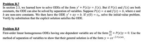Solved Problem B 7 In Section 2 3 We Learned How To Solve Chegg Com