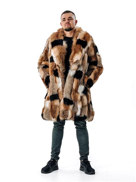 Mens Fur Winter Coat With Collar Red Fox Winter Coat Mens Mens Fur Jacket Etsy