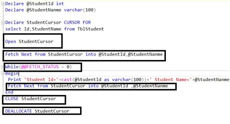 How To Create Cursor In Sql Server With Example