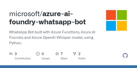 Github Microsoftazure Ai Foundry Whatsapp Bot Whatsapp Bot Built With Azure Functions Azure