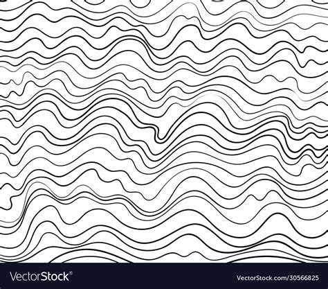 Wave Lines Pattern Black Wavy Isolated Royalty Free Vector