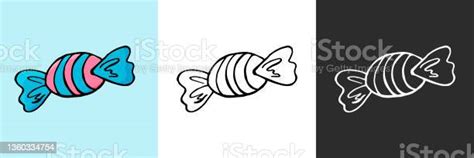 아이콘 집합입니다 사탕 지팡이 아이콘을 손으로 그리기 스타일 과자 귀여운 여러 가지 빛깔의 세트 캔디 아이콘 스티커 핀 가리비에 대한 스톡 벡터 아트 및 기타 이미지