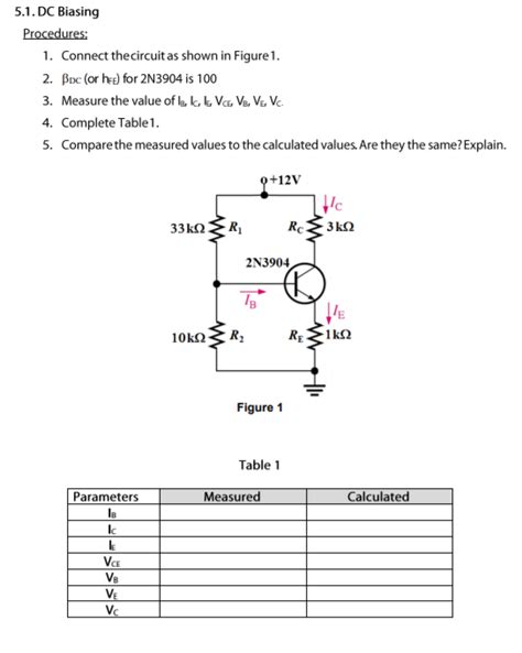 Solved DC Biasing Procedures Connect The Circuit As Chegg