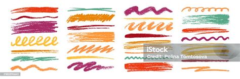 크레용 브러시 색연필 밑줄 크레용 연필 선 분필 하이라이트 스트로크 벡터 손으로 그린 브러시 스케치 요소는 악센트 질감 강조 페인트를 위해 설정됩니다 색상 아이 분필 벡터