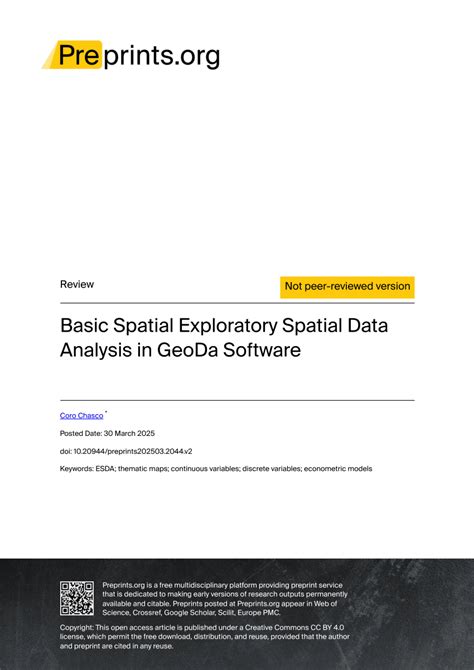 Pdf Basic Spatial Exploratory Spatial Data Analysis In Geoda Software
