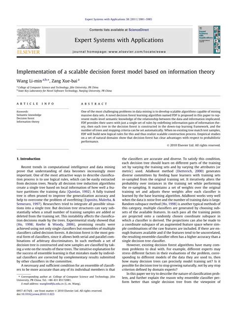 pdf implementation of a scalable decision forest model based on