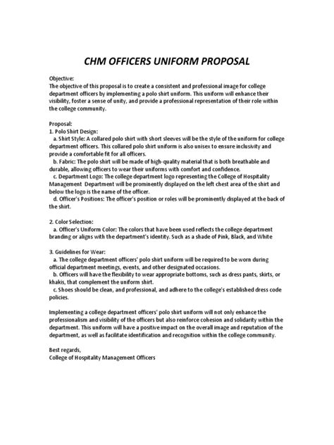 Chm Officers Uniform Proposal Pdf