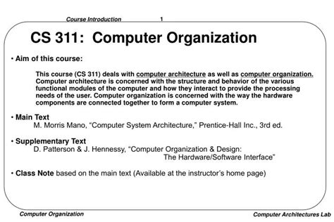 ppt cs 311 computer organization powerpoint presentation free