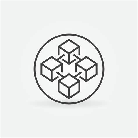 Circle With Blockchain Linear Vector Icon Four Connected Blocks Round Symbol 14762181 Vector