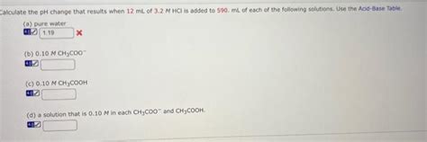 Solved Calculate The PH Change That Results When ML Of Chegg