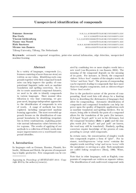 Pdf Unsupervised Identification Of Compounds