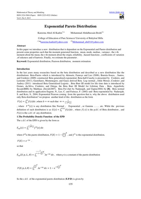 Pdf Exponential Pareto Distribution