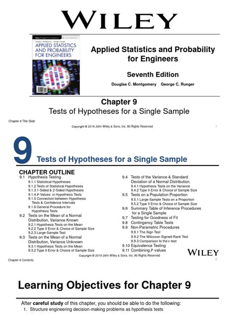 Ch09 Tests Of Hypotheses For A Single Sample Pdf Statistical Hypothesis Testing P Value