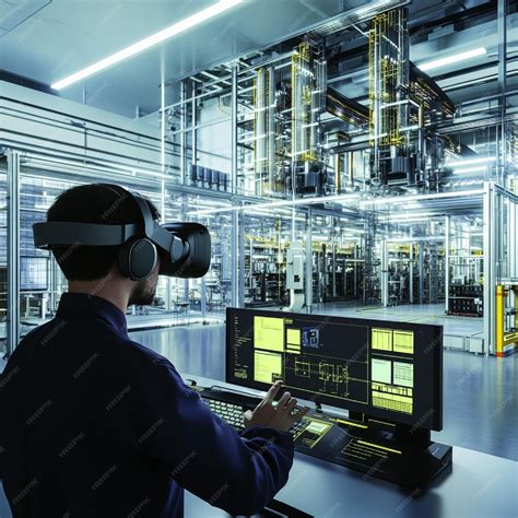 A Virtual Reality Setup Where Engineers Are Simulating Factory Operations And Workflows