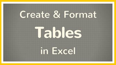 How To Create A Table In Excel How To Format A Table In Excel Tutorial Youtube