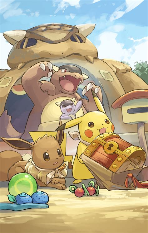 Pikachu Eevee And Kangaskhan Pokemon And 1 More Drawn By Yamaori