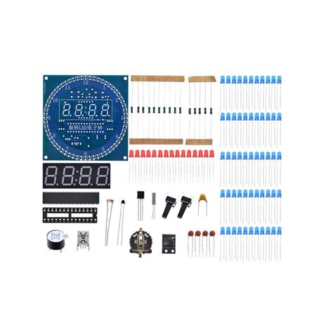 Electronic Digital Clock Kit C51 Microcontroller Learning Board Ds1302 Rotating Led Display
