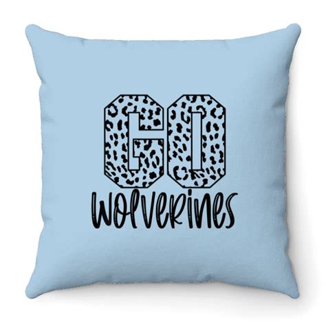 Wolverines Team Mascot School Spirit Game Night Throw Pillows Sold By
