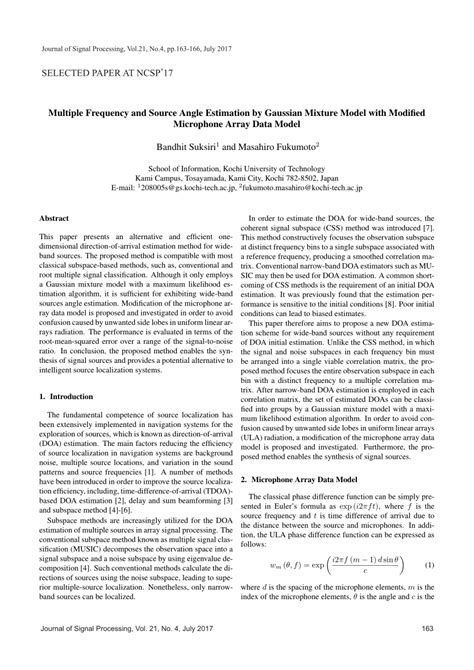Pdf Multiple Frequency And Source Angle Estimation By Gaussian