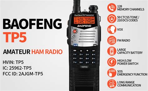 Baofeng Tp5 7w Two Way Radio Dual Band Handheld Ham Radio Uv 5r Upgraded Version