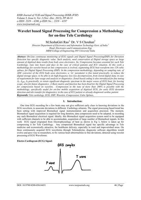 Wavelet Based Signal Processing For Compression A Methodology For On