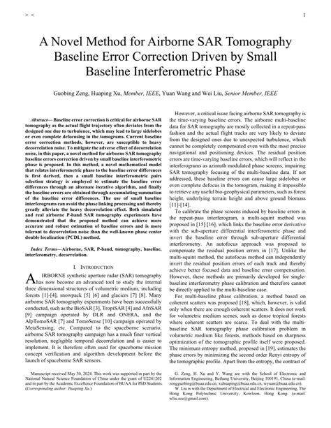 Pdf A Novel Method For Airborne Sar Tomography Baseline Error