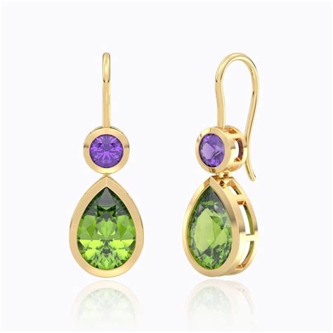 14k Gold Plated 925 Silver Drop Earrings With Natural Peridot