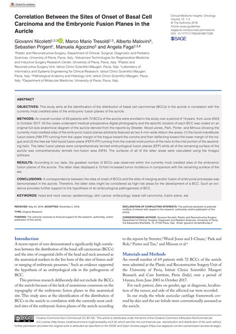 Pdf Correlation Between The Sites Of Onset Of Basal Cell Carcinoma And The Embryonic Fusion