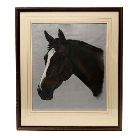 1980s Large Vintage Horse Portrait Painting Equestrian Original Art