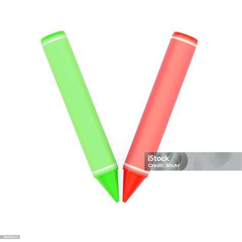 컬러 왁 스 크레용 조립 같은 흰색 배경 3d에 대문자 V 글꼴 이미지 렌더링 0명에 대한 스톡 사진 및 기타 이미지 0명 3차원 형태 공예 Istock