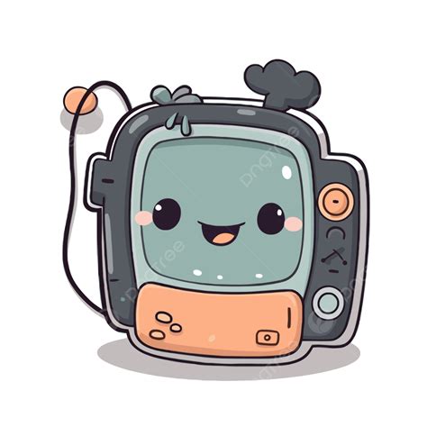 Otv Kawaii Tv 만화 만화 일러스트 레이션 벡터 카와이 카와이 Tv 클립 아트 만화 Aac 장치가 격리된 스티커