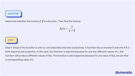 SOLVED Determine Whether The Inverse Of F Is A Function Then Find The
