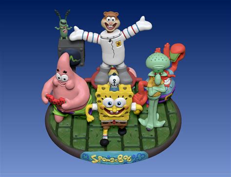 ⭐ Spongebob Diorama Patrick Star Squidward Mr Krabs Sandy Cheeks