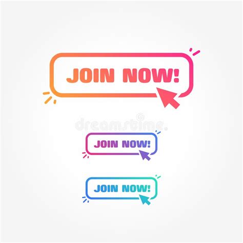 Join Now Button With Cursor Label Set Stock Illustration Illustration Of Sign Symbol 263606512