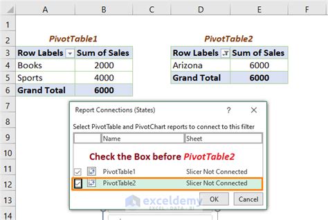Excel Slicer Report Connections Not Showing All Pivot Tables