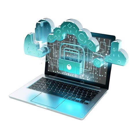 Cyber Security 3d Laptop And Cloud Data Under Protection Cybersecurity