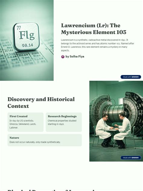 Lawrencium Lr The Mysterious Element 103 Pdf Atoms Chemistry