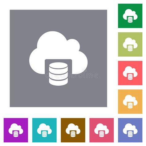 Cloud Database Flat Icons On Color Rounded Square Backgrounds Stock