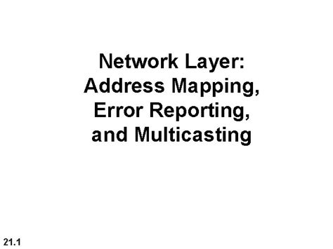 Network Layer Address Mapping Error Reporting And Multicasting