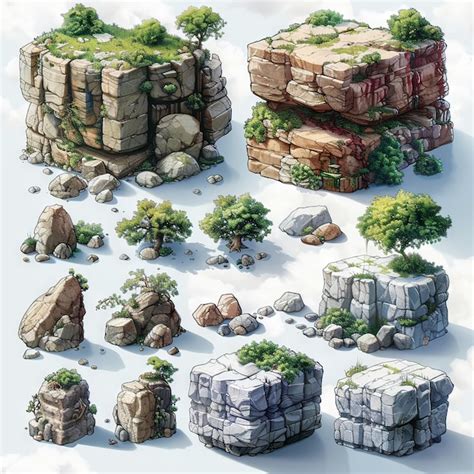 Diverse Set Of 2d Platformer Assets Premium Ai Generated Image