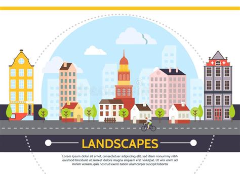 Flat Summer Cityscape Template Stock Vector Illustration Of Banner