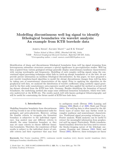 Pdf Modelling Discontinuous Well Log Signal To Identify Lithological Boundaries Via Wavelet