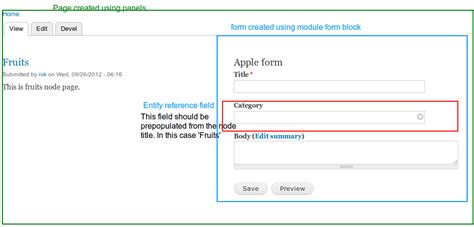 Panels Prepopulate Entity Reference Field From In Node Create