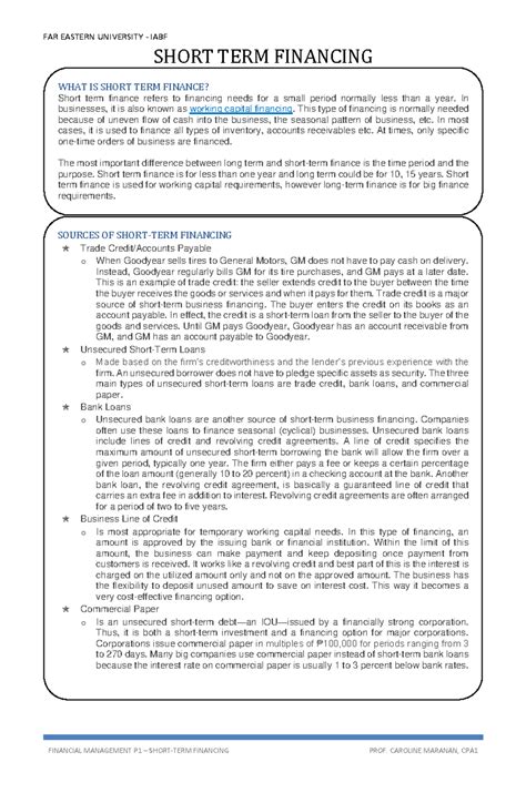 Short Term Financing Lecture Warning Tt Undefined Function 32 Warning Tt Undefined