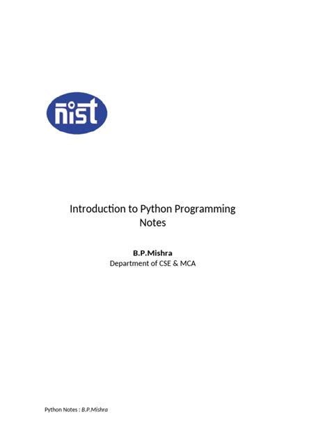 Python Note Pdf