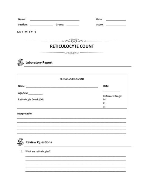 Reticulocyte Count Laboratory Report Pdf Hematology Tissue Biology