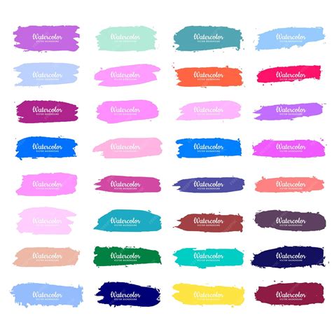 추상 다채로운 수채화 스트로크 세트 디자인 무료 벡터