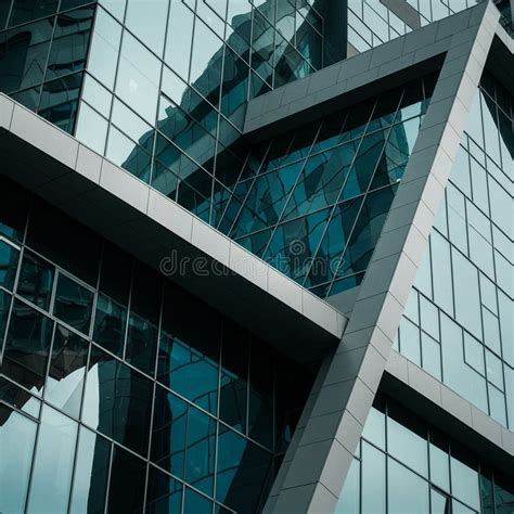 Modern Architectural Design Featuring A Building With A Geometric Facade The Stock Illustration