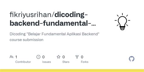 Github Fikriyusrihandicoding Backend Fundamental Submission Dicoding Belajar Fundamental